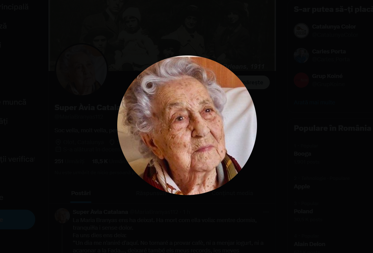 Femeia considerată a fi cea mai bătrână persoană din lume a murit la ...