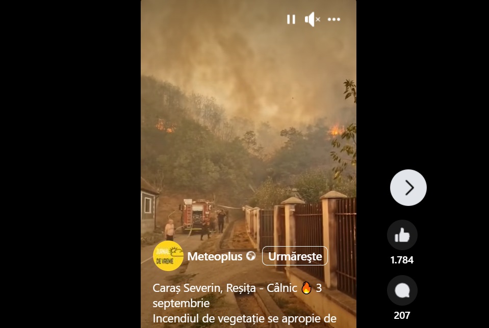 VIDEO Incendiu de amploare la Reșița pe o suprafață de peste 150 de ...