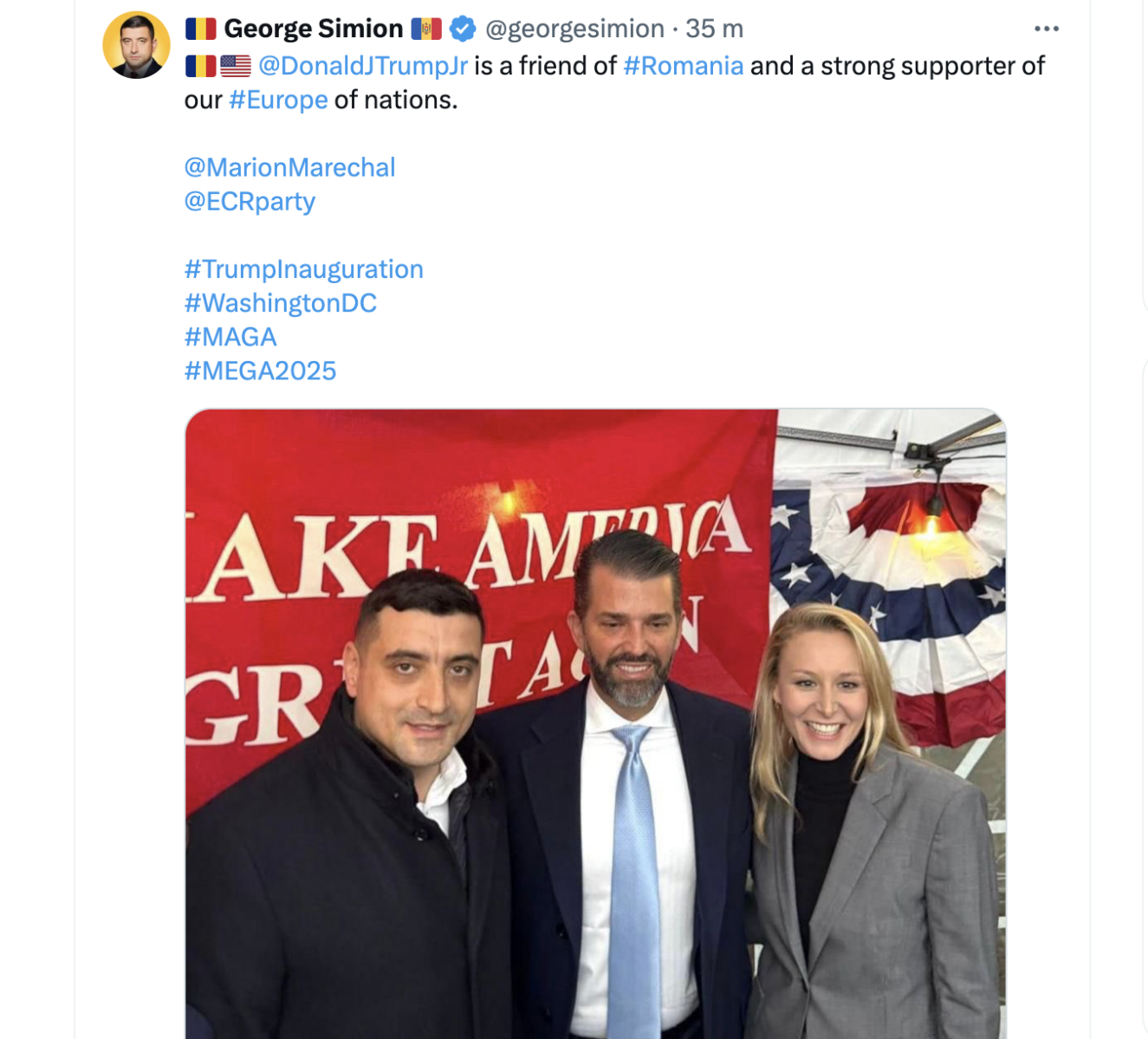George Simion postează pe X fotografii cu Donald Trump Jr., Mike ...