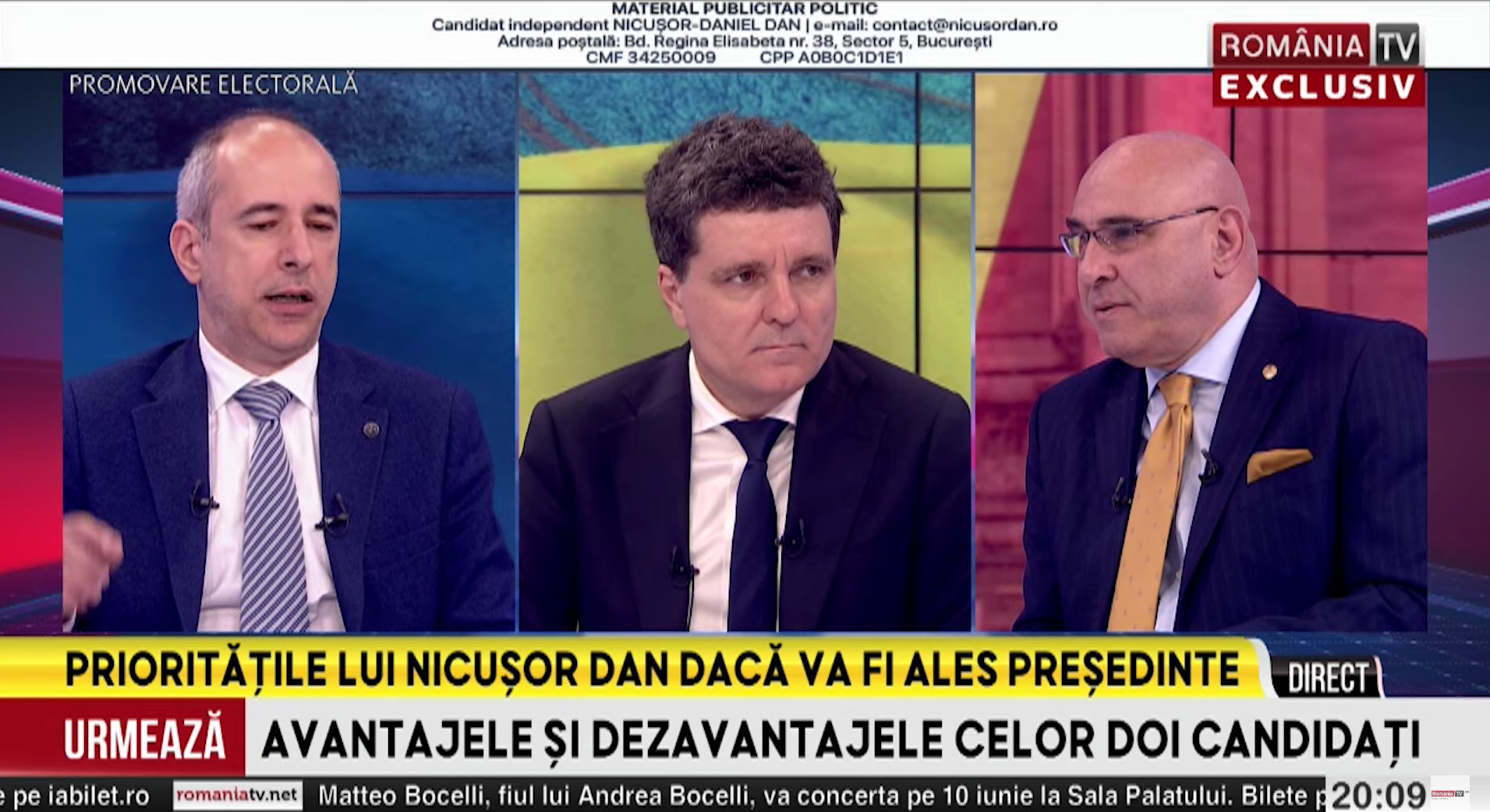 Nicușor Dan, prezent în platoul România TV, care l-a susținut în primul ...